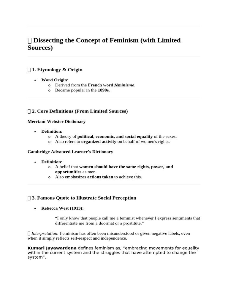 ? Dissecting The Concept of Feminism | PDF | Feminism | Gender Studies