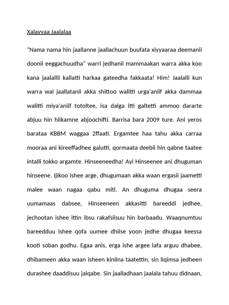Xalayaa Jaalalaa Lammii | PDF