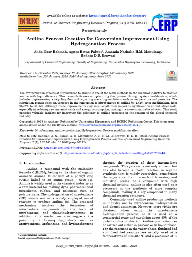 Aniline Process Creation For Conversion Improvemen | PDF | Distillation ...