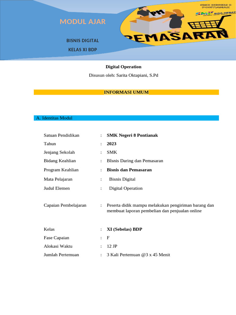 Rencana Pembelajaran&modul Ajar Digital Operation | PDF