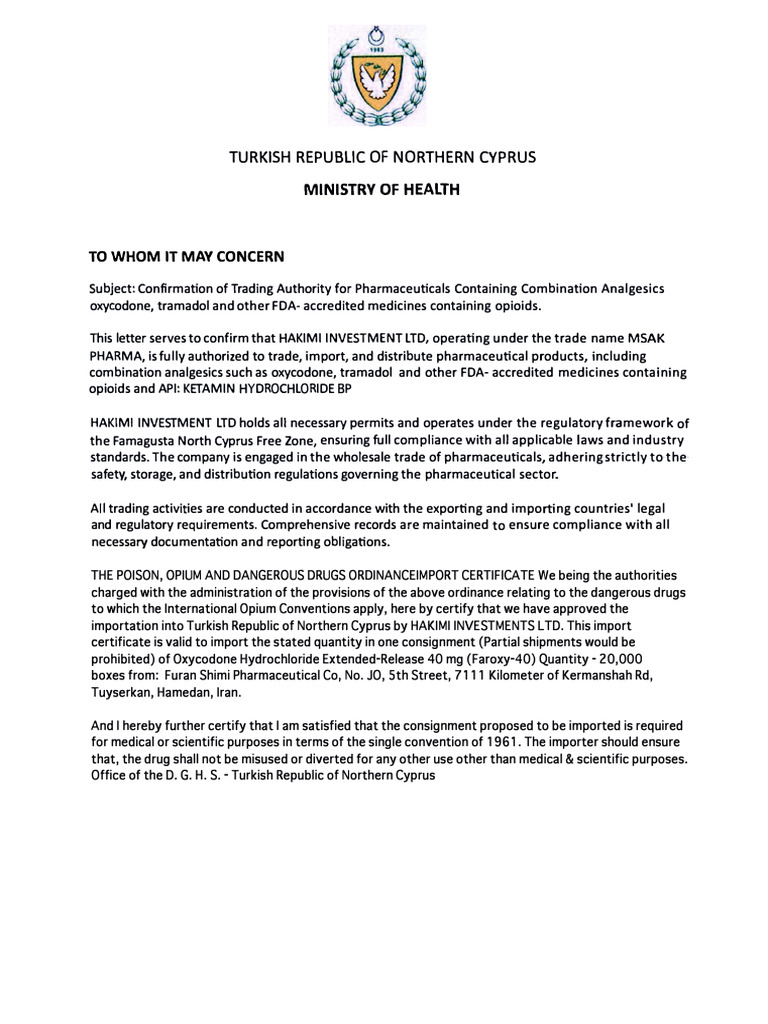 Approval Import Into Cyprus From Iran | PDF