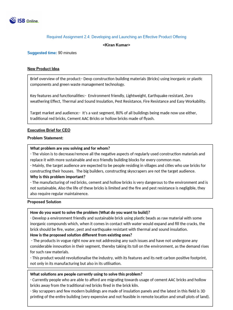 ISB - PCPM - Week 2 - Required Assignment 2.4 - Template 2 | PDF ...