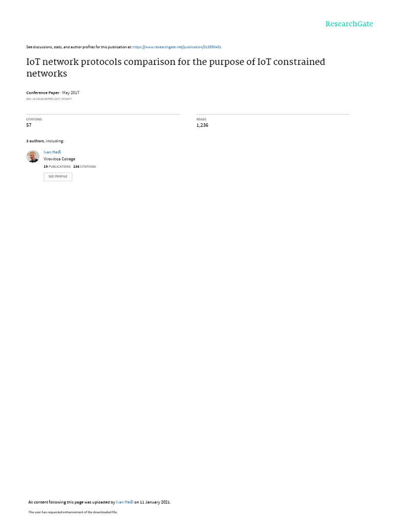 IoT Network Protocols Comparison For The Purpose of IoT Constrained ...