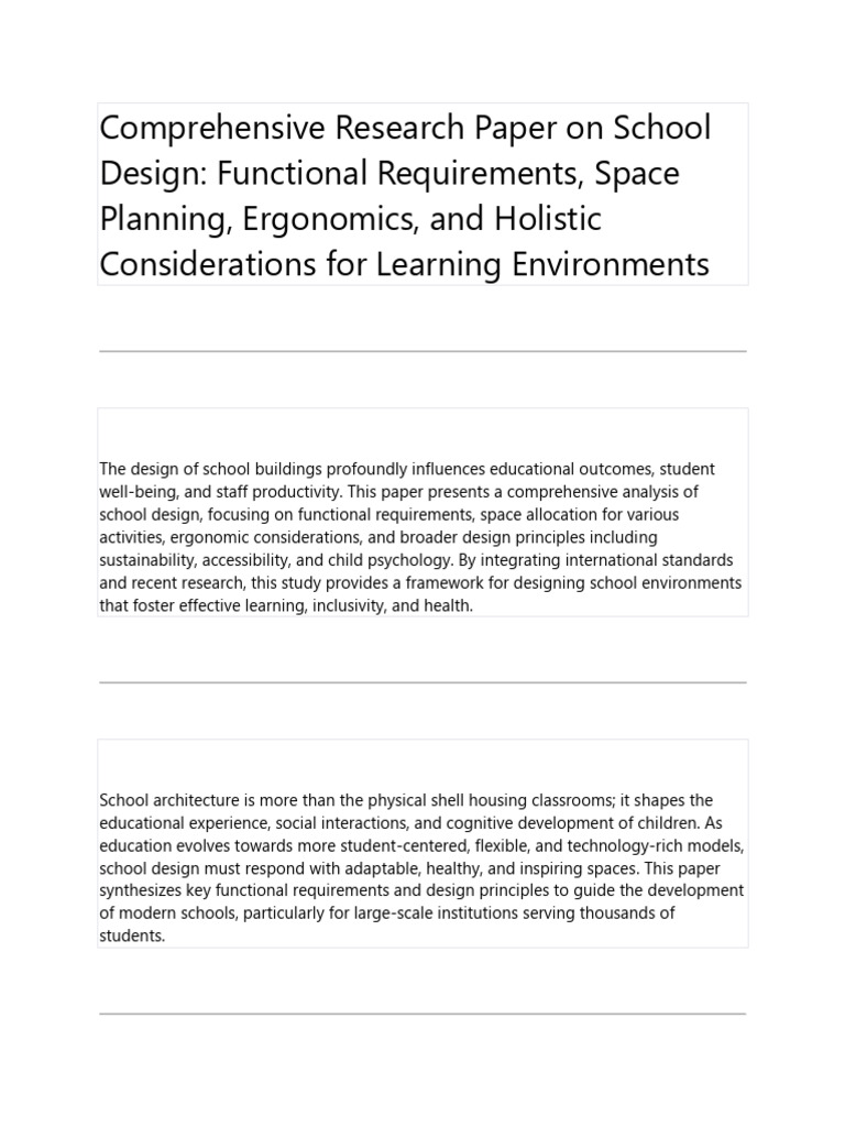 Comprehensive Research Paper On School Design | PDF | Classroom