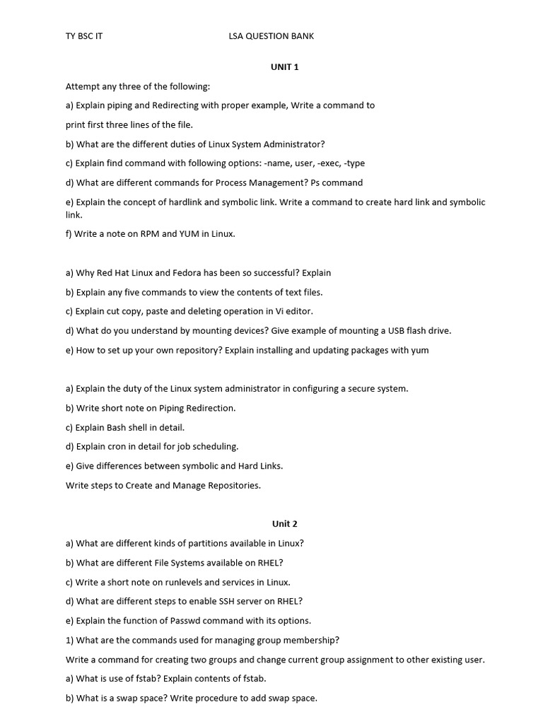 Question Bank TY BSC IT LINUX | PDF | Domain Name System | Computer Networking