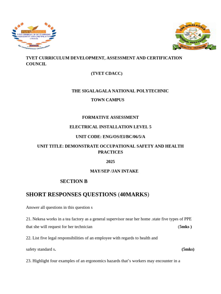 Cat 2 Osh 2025 | PDF