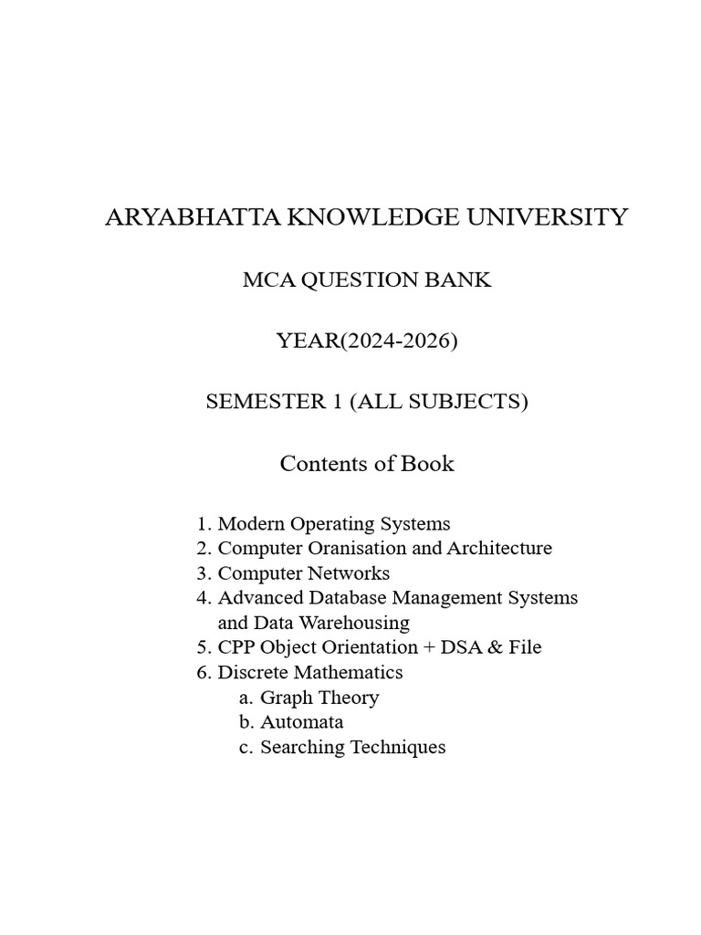 MCA Sem 1 Question Bank | PDF | Process (Computing) | Scheduling (Computing)