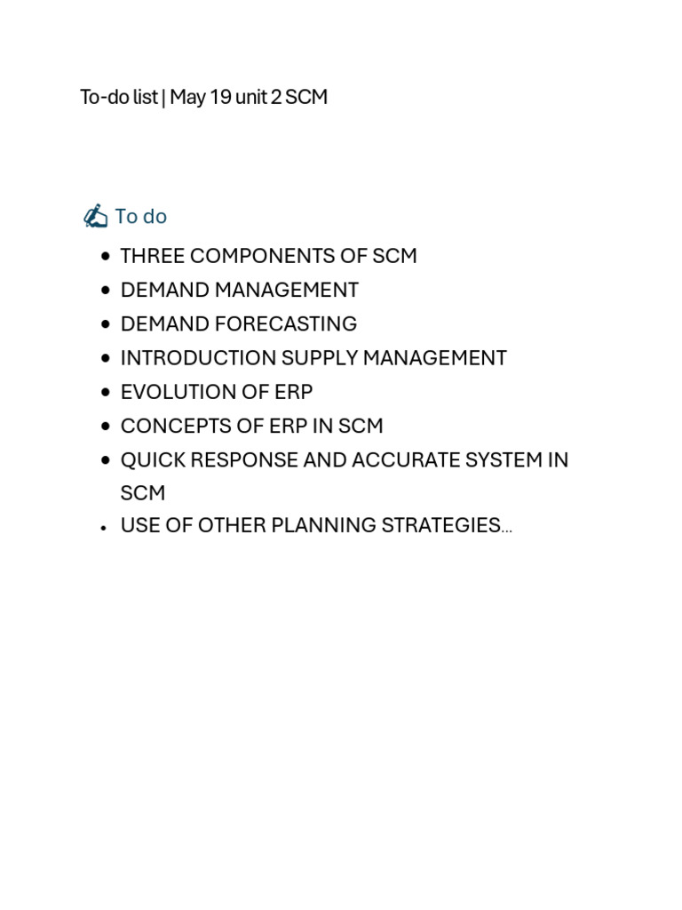 Supply Chain Management Unit 1 BBA | PDF | Supply Chain Management | Enterprise Resource Planning
