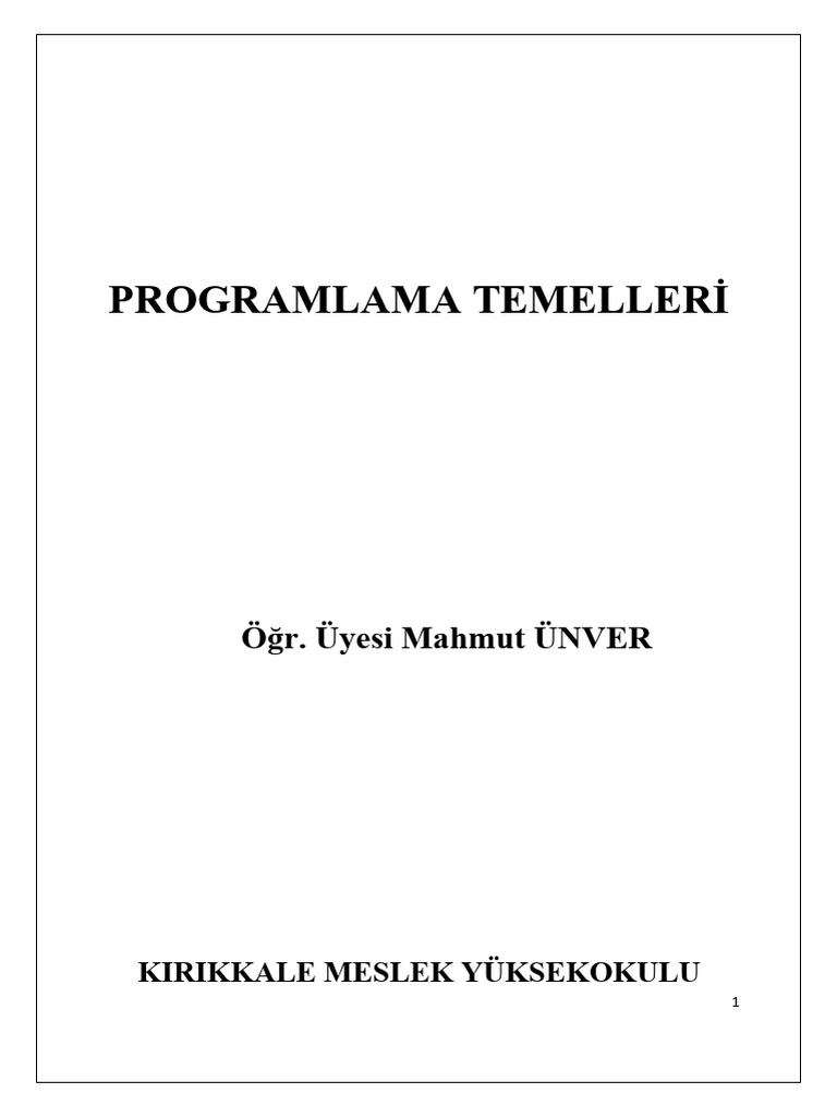 Programlama Temelleri-Ders Notu-1 | PDF