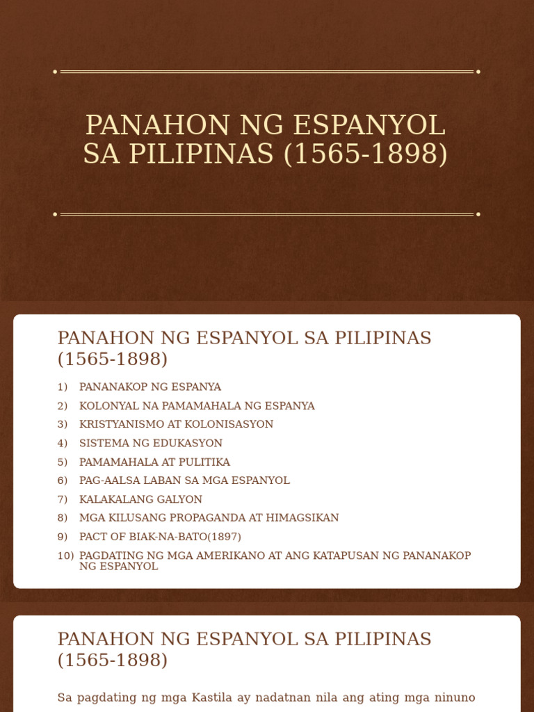 Panahon NG Espanyol Sa Pilipinas (1565-1898) | PDF