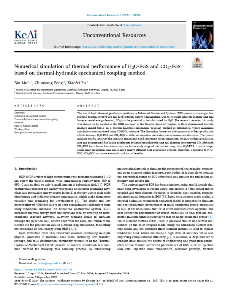 Numerical Simulation of Thermal Performance of H2O-EGS and CO2-EGS ...