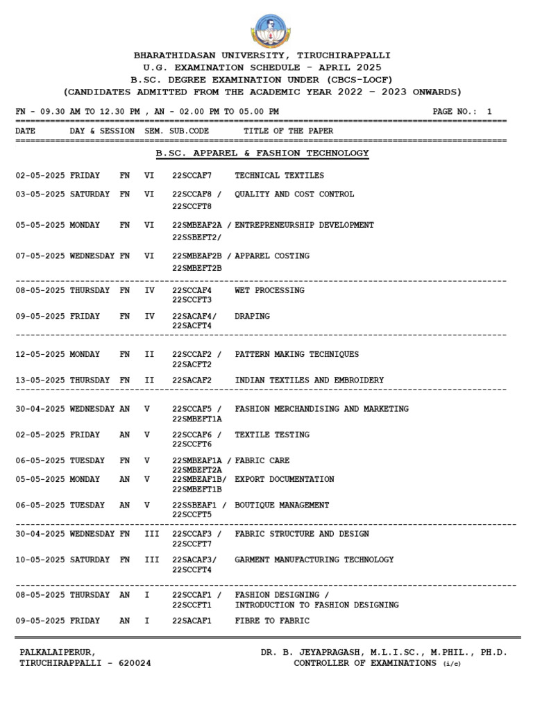 BSC 2022 April 2025 Revised | PDF | Forensic Science | Botany