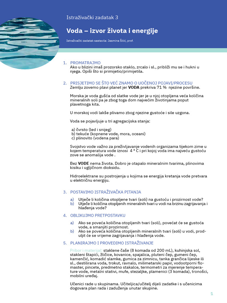14 Istrazivacki Zadatak Voda | PDF