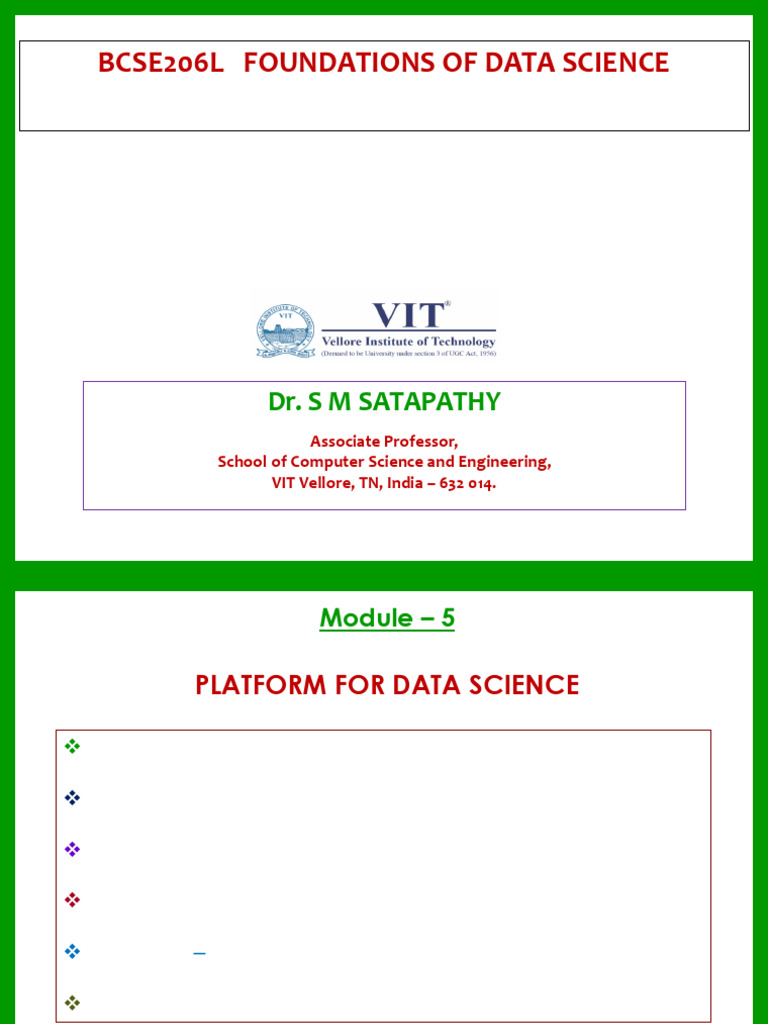 Bcse206l Fds Module-5 Smsatapathy | PDF | Cluster Analysis | Principal Component Analysis