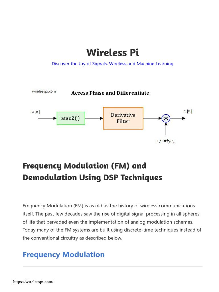 Wirelesspi Frequency Modulation FM and Demodulation Using DSP Techniques | PDF | Frequency ...