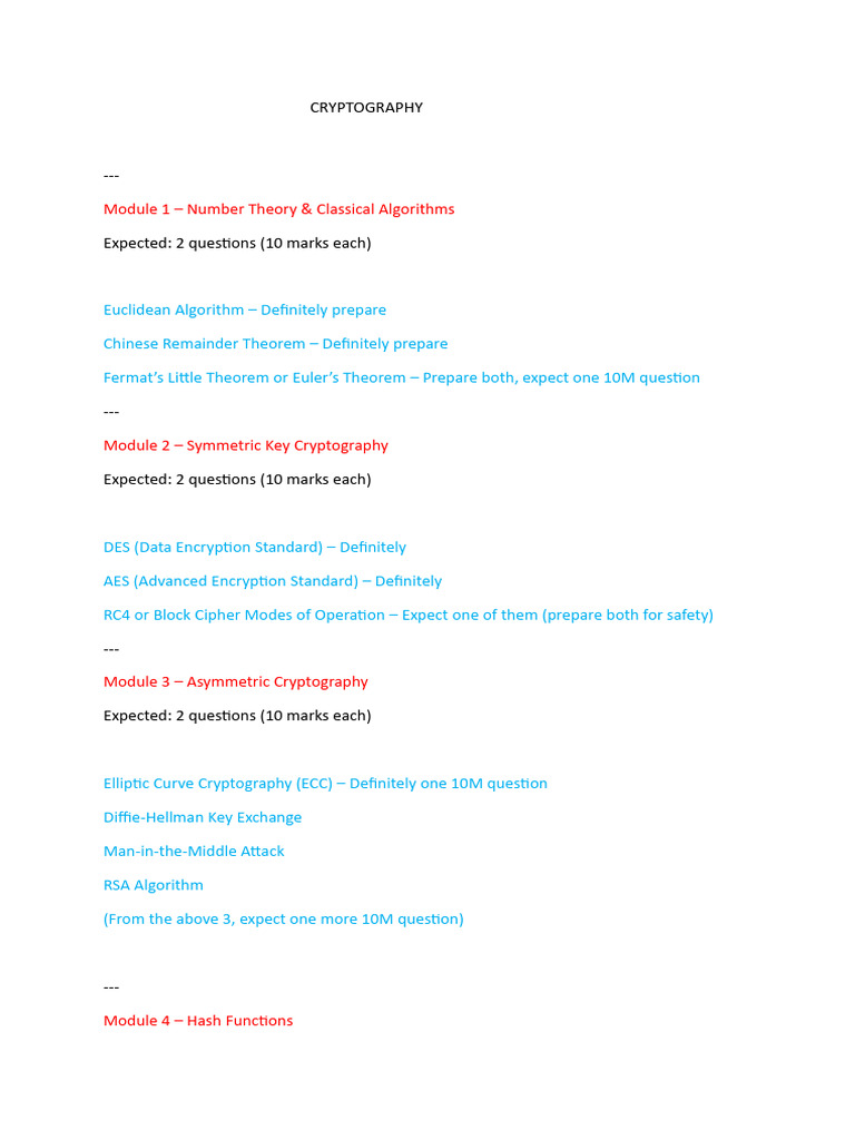 Cryptography Exam Preparation Guide | PDF