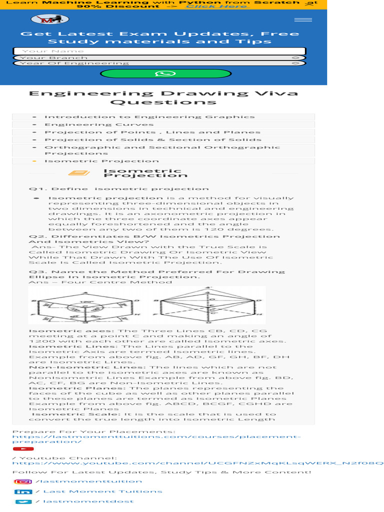 Engineering Drawing Viva Questions - Last Moment Tuitions 2 | PDF