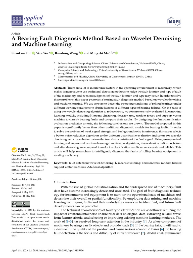 A_Bearing_Fault_Diagnosis_Method_Based_on_Wavelet_ | PDF | Wavelet | Machine Learning