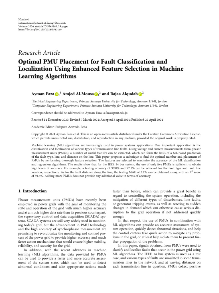 Optimal_PMU_Placement_for_Fault_Classification_and | PDF | Machine Learning | Deep Learning