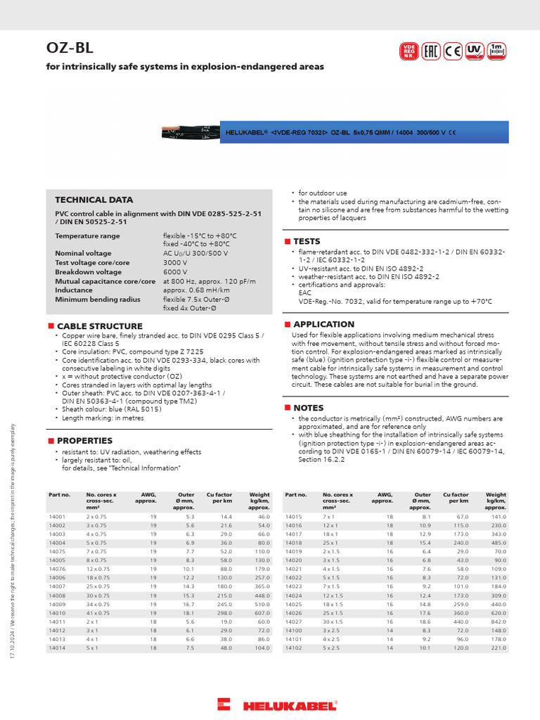 HELUKABEL_M14001_EN_GB | PDF | Electricity | Materials
