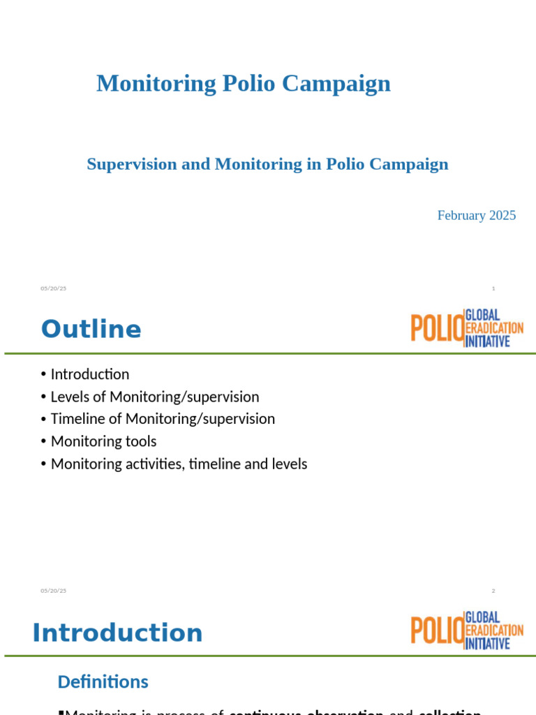 Polio Campaign Monitoring Guidelines | PDF | Public Health