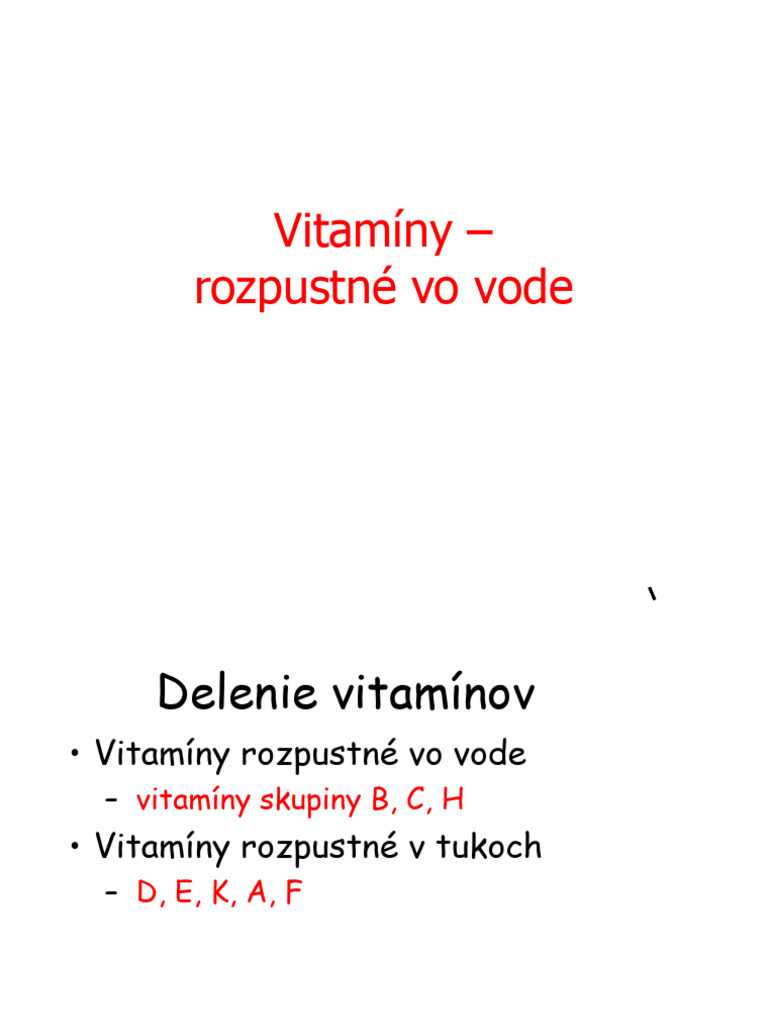 Vitamíny - Rozpustné Vo Vode | PDF