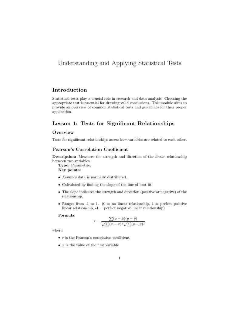 Statistical Tests: Overview and Application | PDF | Statistics ...