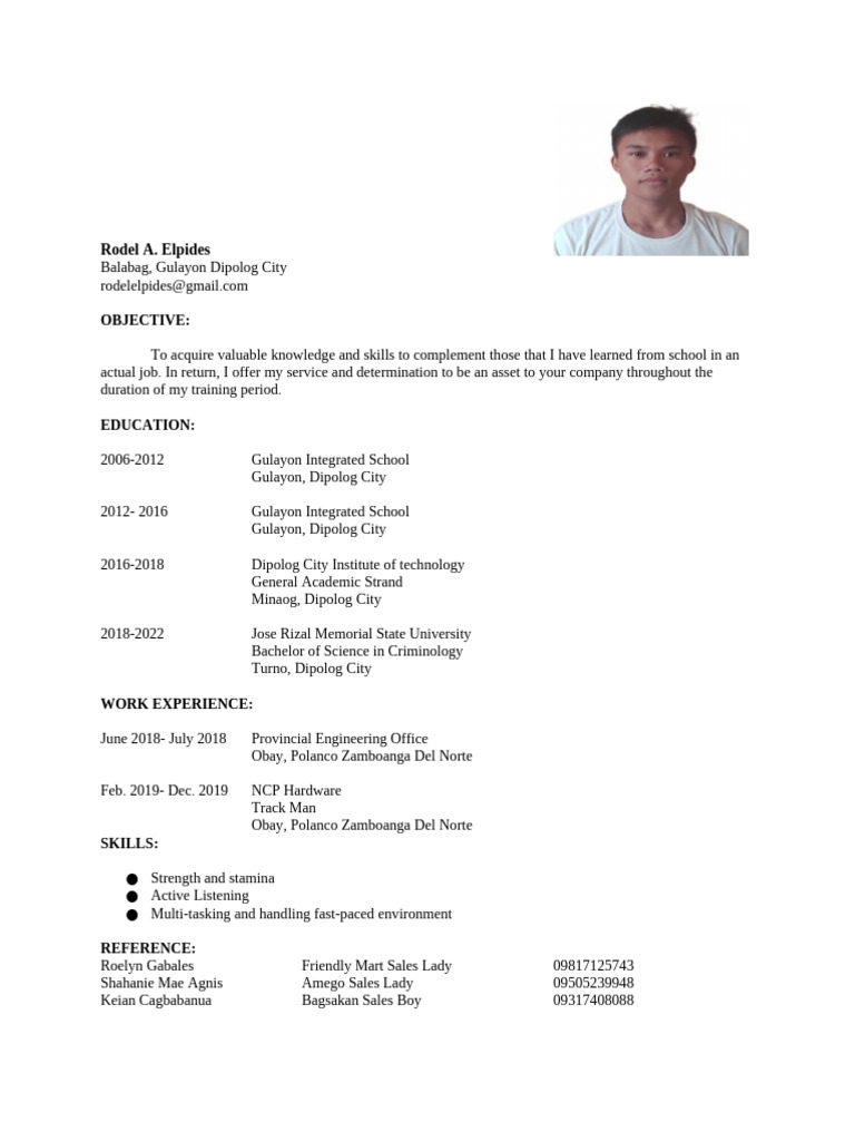 Rodel Elpides Resume | PDF
