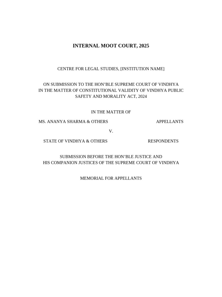Moot Memorial on Constitutional Law | PDF