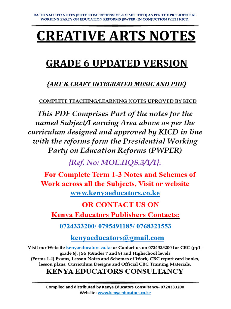 Grade 6 Creative Arts Notes PDF | PDF
