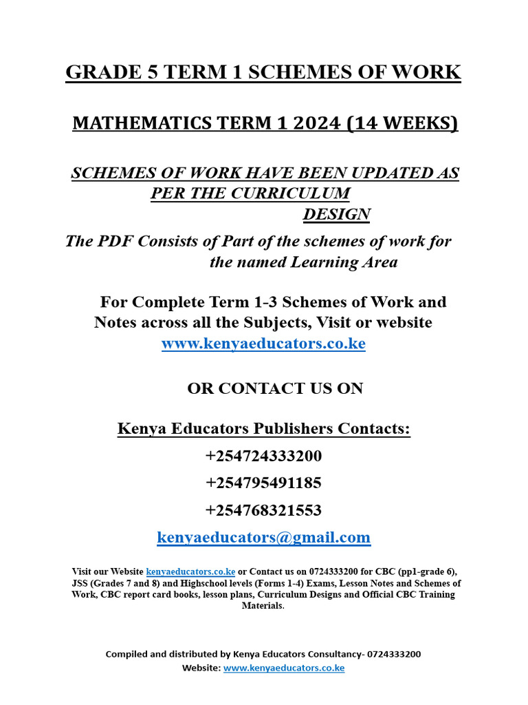 Mat Grade 5 Term 1 Sow 2024 | PDF | Curriculum | Intelligence