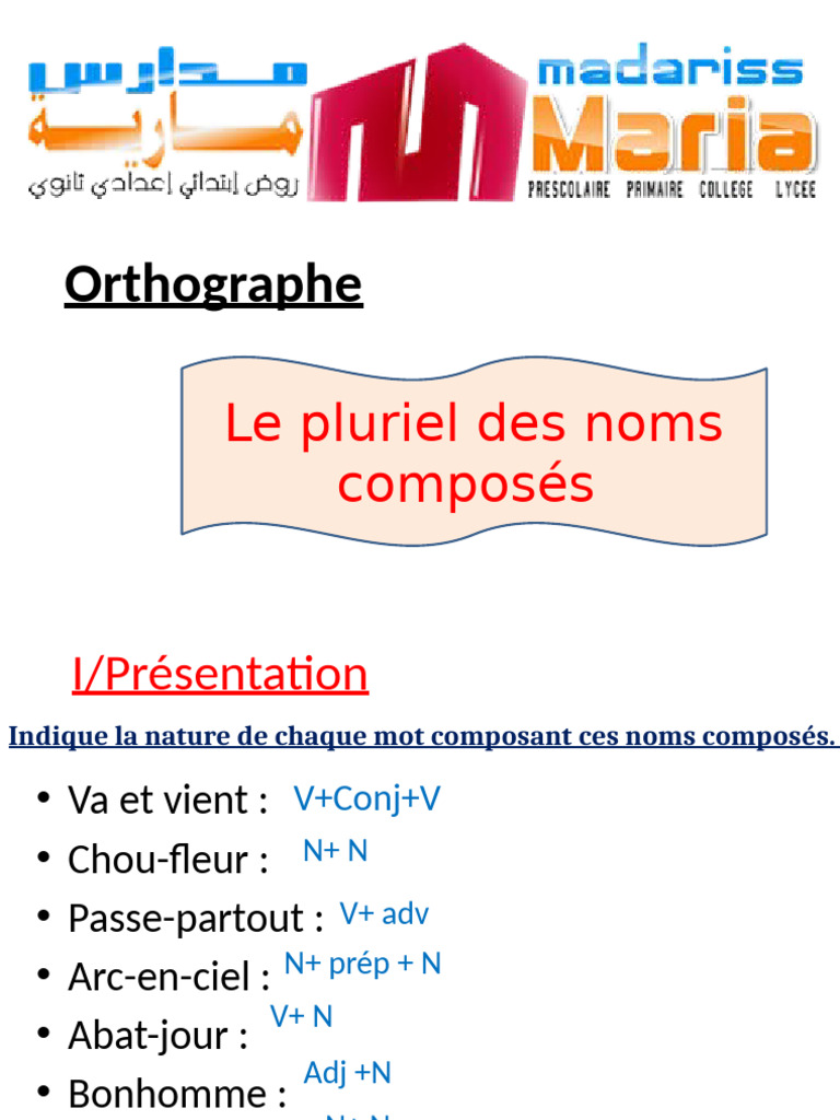 Orthographe-le pluriel des noms composés(24 - 25) (1) | PDF | Nombre ...