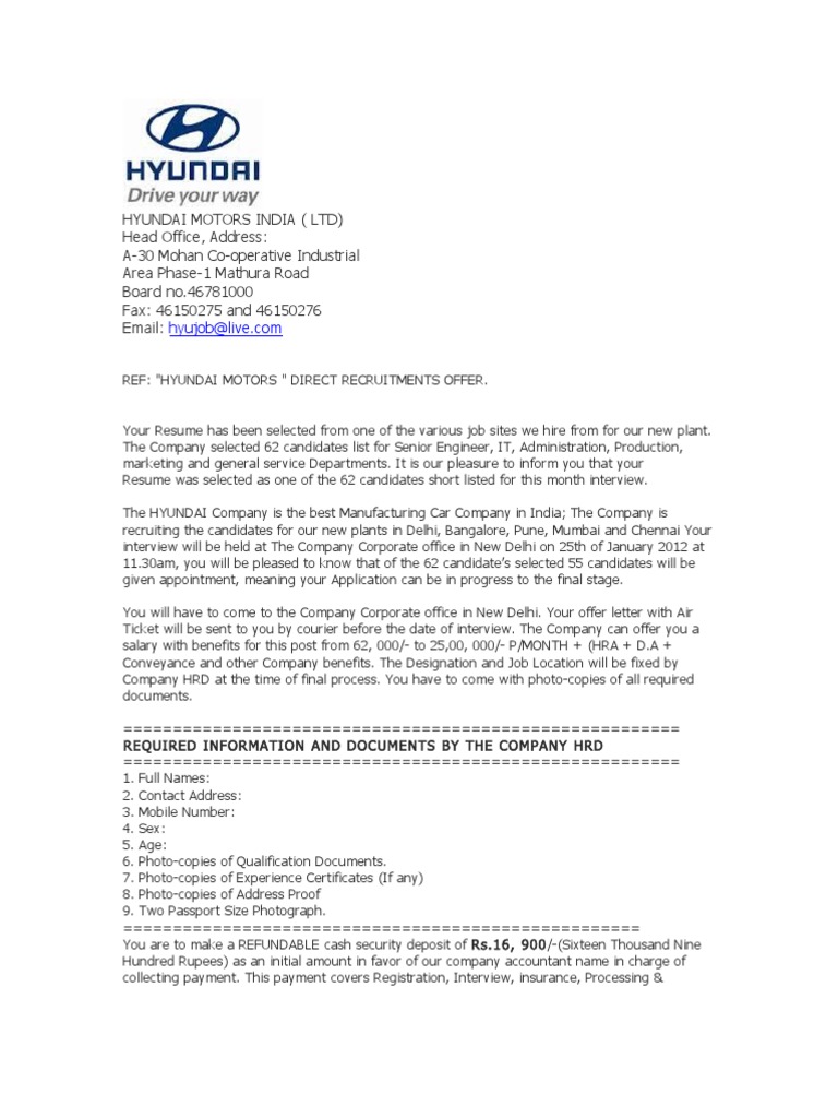 Hyundai Motors | PDF | Résumé | Recruitment