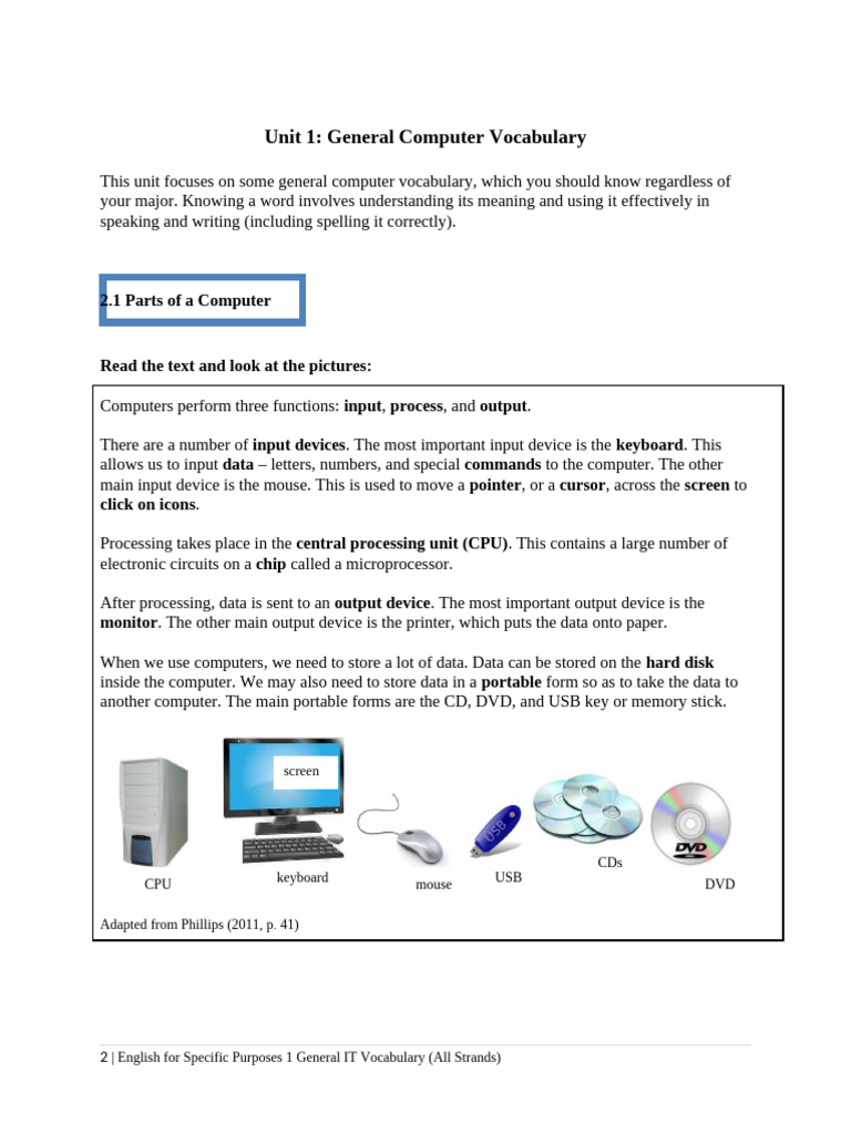 ESP1 General IT Voc AllStrand - Copie | PDF | Input/Output | World Wide Web