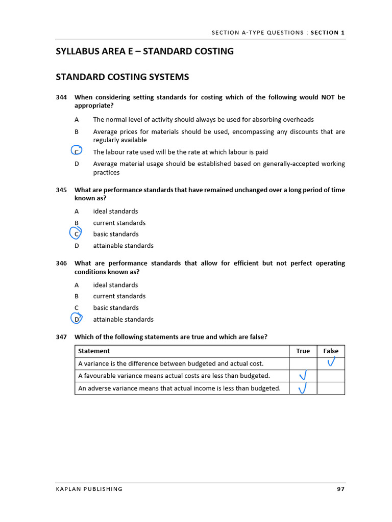 Mock test _ Standard costing | PDF | Cost | Prices