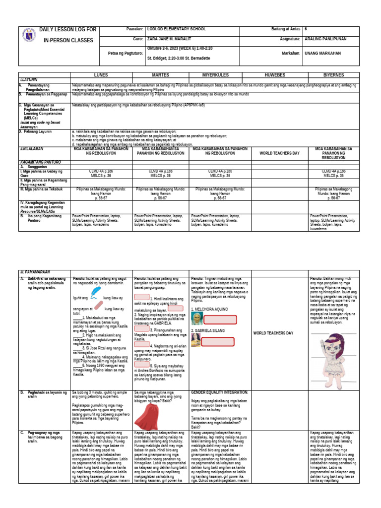 G6 Q1W5 DLL AP October 2 6 2023 | PDF