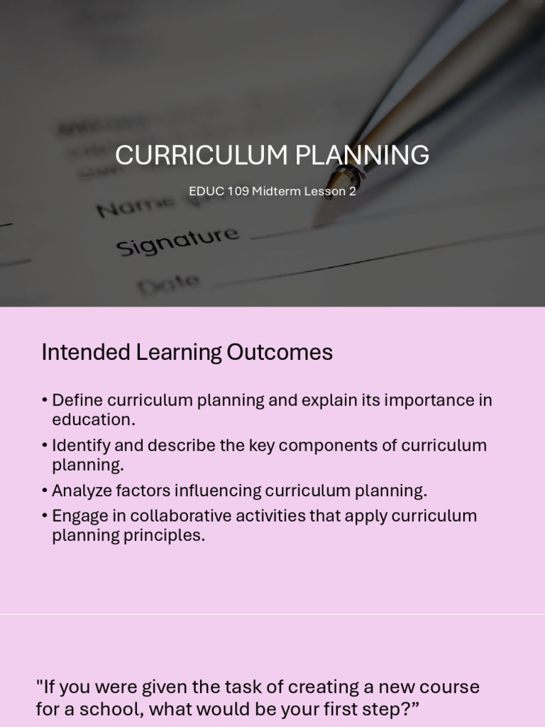 Midterm Week 2 Curriculum Planning | PDF | Curriculum | Educational ...
