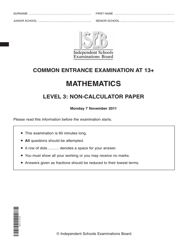 13 Mathematics Level 3 Non-Calculator | PDF | Area | Litre