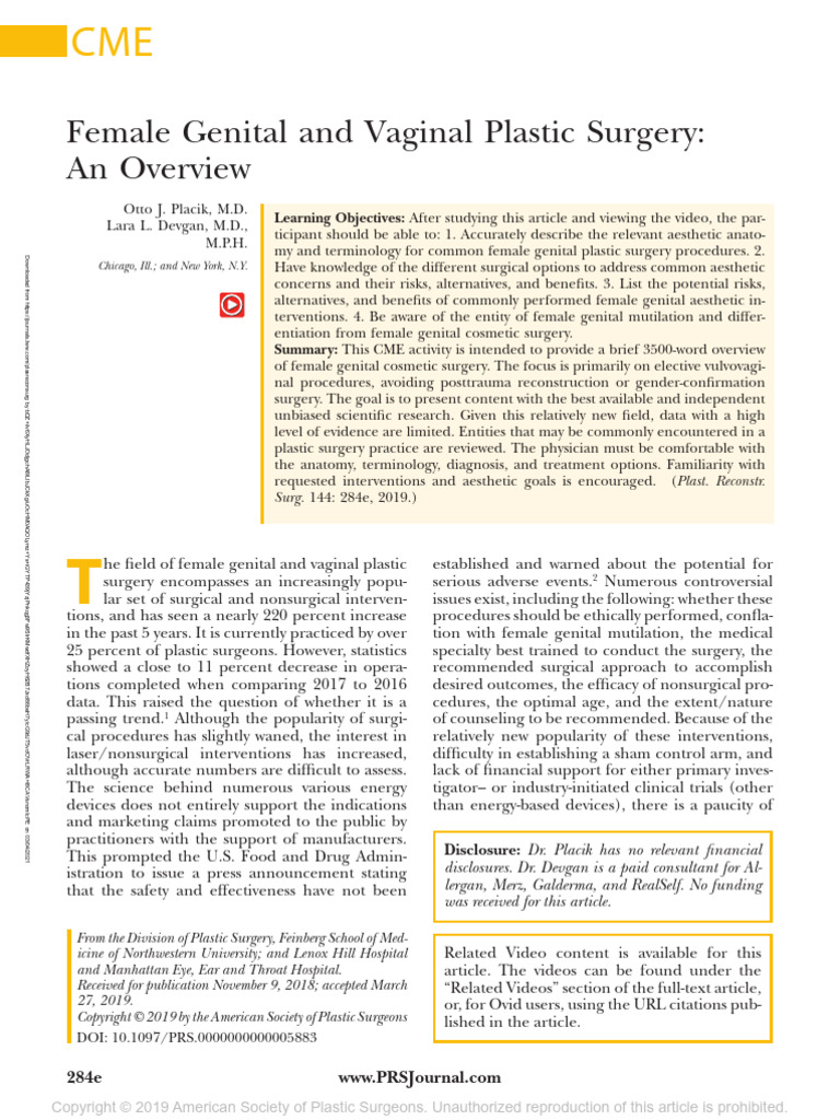 Overview of Female Genital Surgery | PDF | Labia | Clitoris