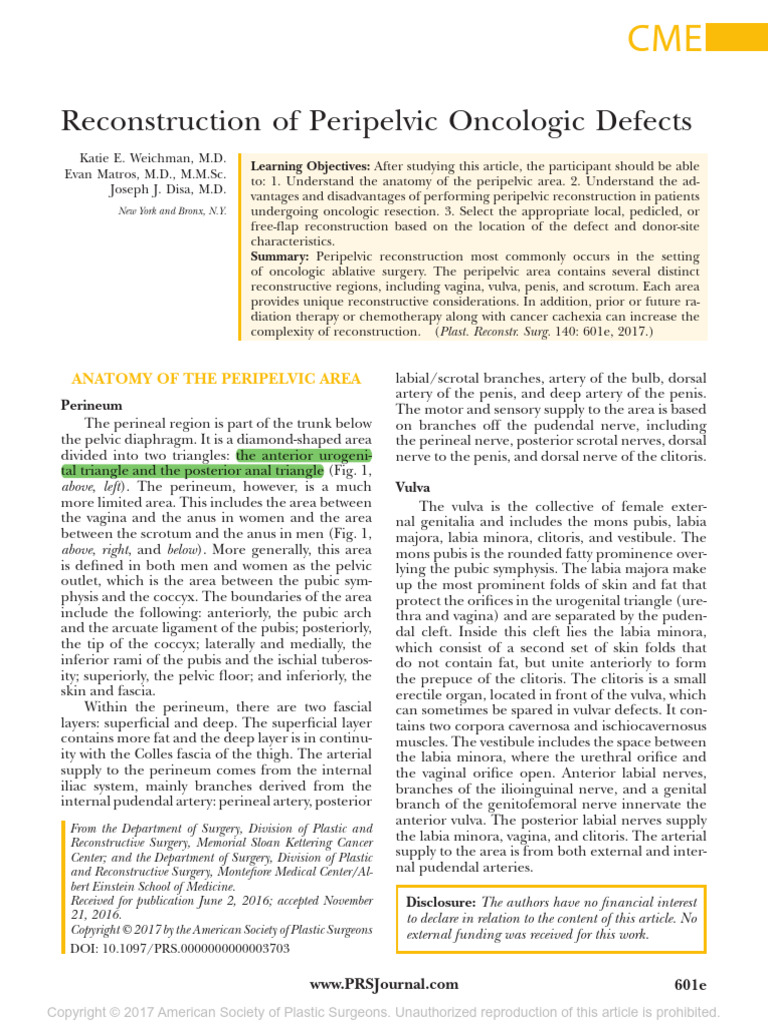 Peripelvic Oncologic Defects | PDF | Labia | Clitoris