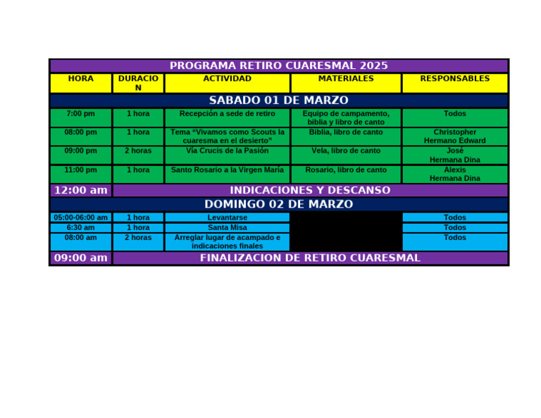 Programa Retiro Cuaresmal | PDF