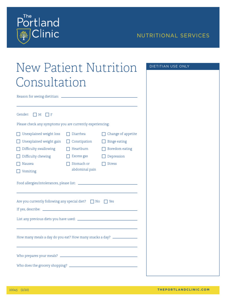 Nutrition Consultation Form | PDF | Sandwich | Foods