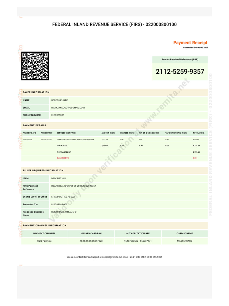 Stamp Duty Payment Receipt for Registration | PDF | Taxes | Payments