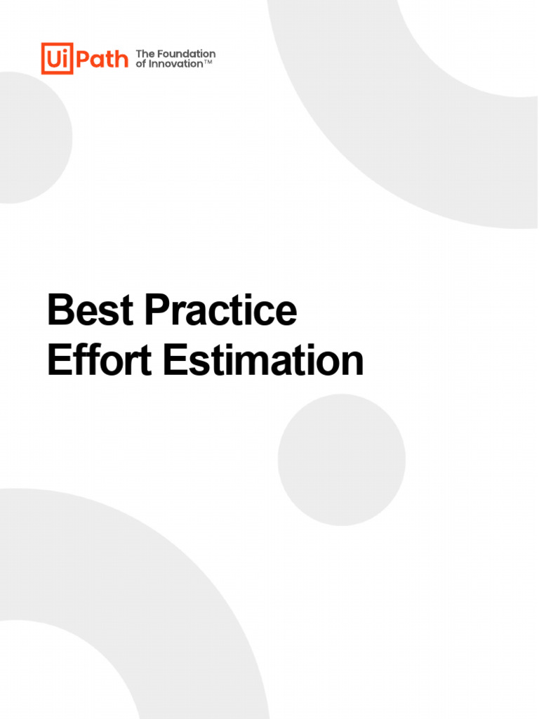 Best Practice Document For Effort Estimation | PDF