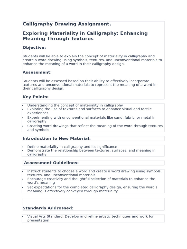 Calligraphy Drawing Assignment | PDF