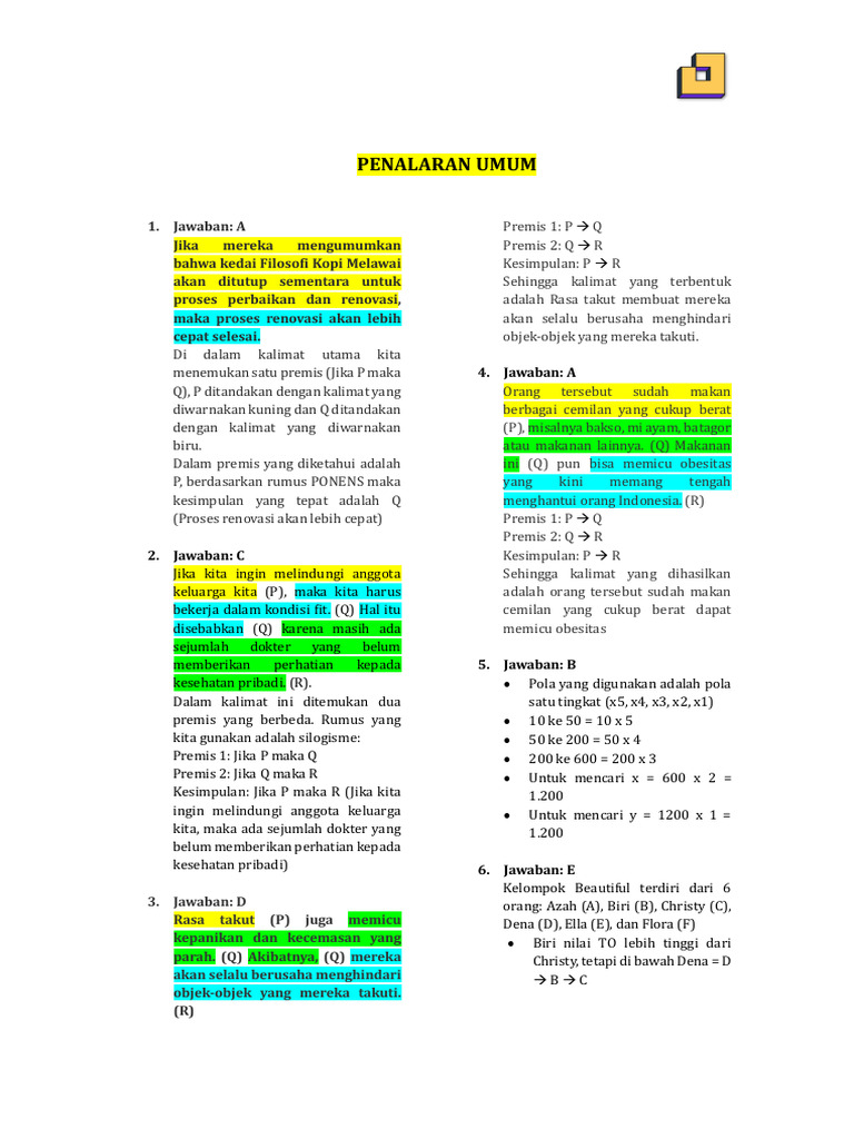 (Pembahasan) Penalaran Umum 001 | PDF