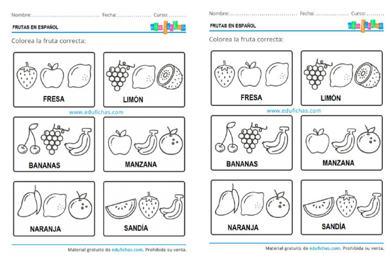 Colorea La Fruta Correcta | PDF