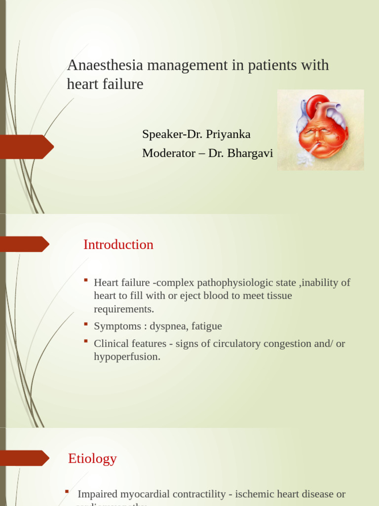 Anaesthesia Management in Patients With Heart Failure | PDF | Heart ...