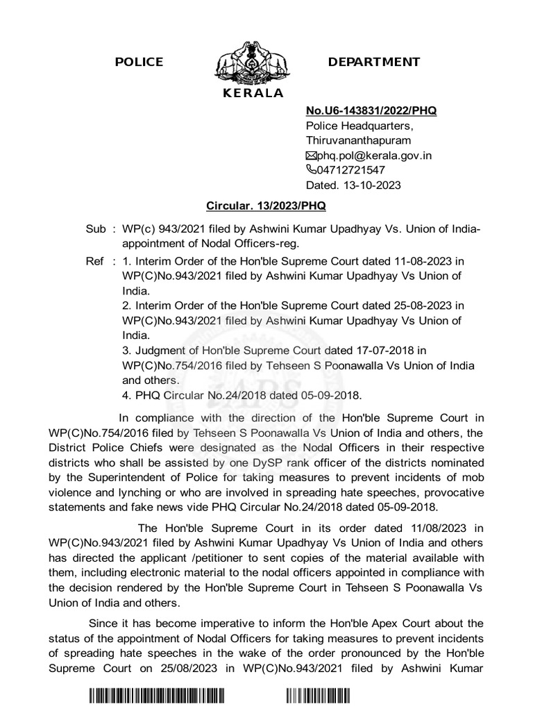 No U6-143831/2022/PHQ | PDF | Law Enforcement | Crime & Violence