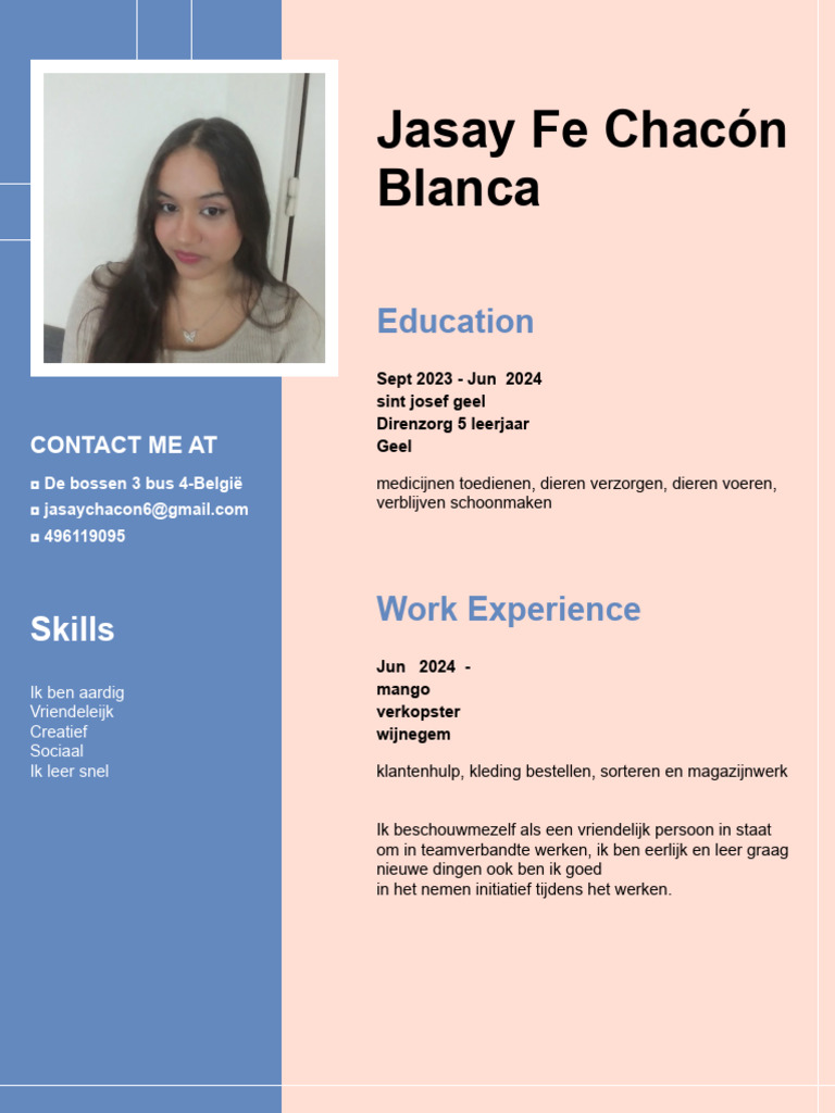 Jasay Fe Chacón Blanca CV | PDF